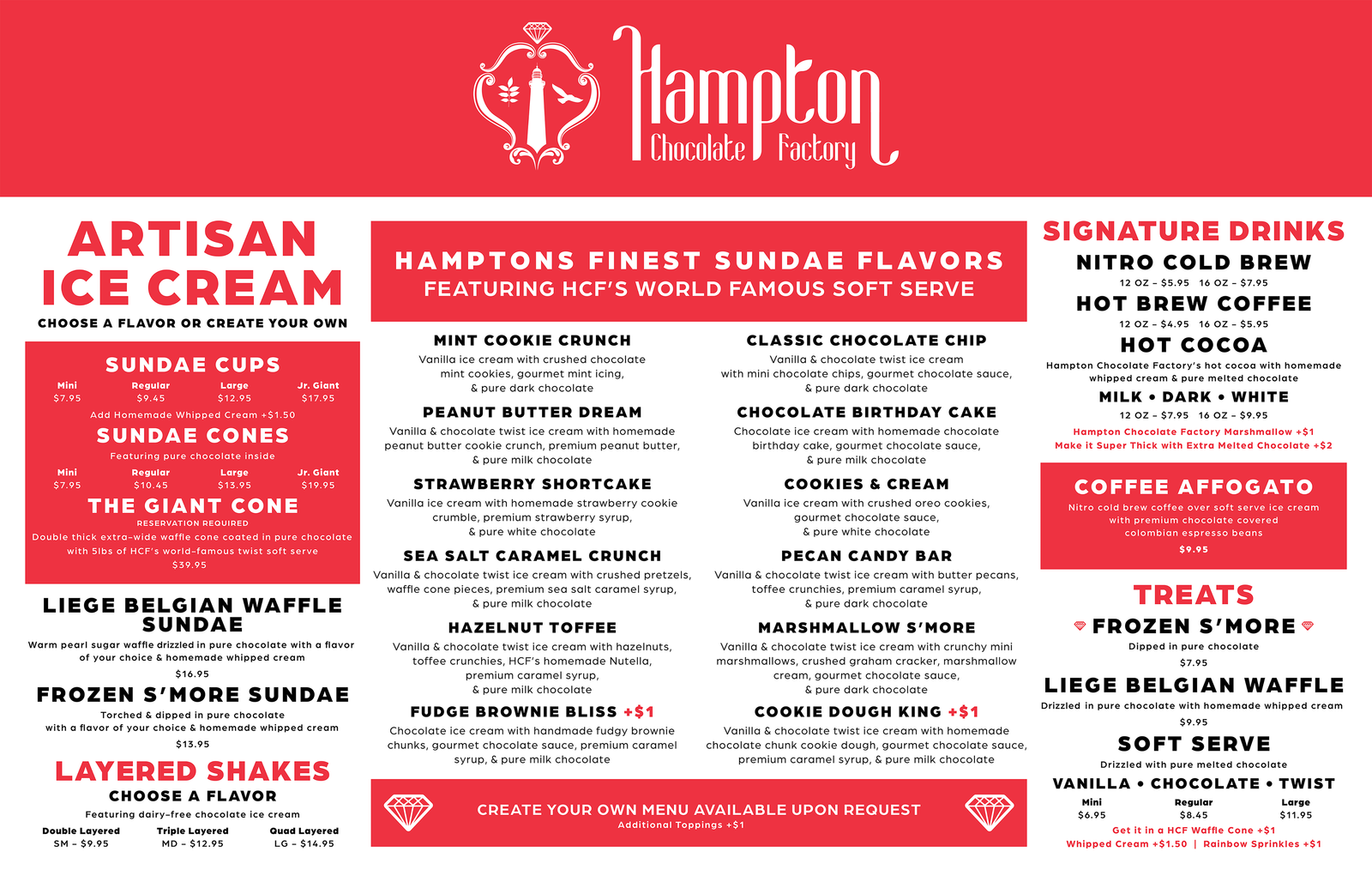 The chocolate factory menu store